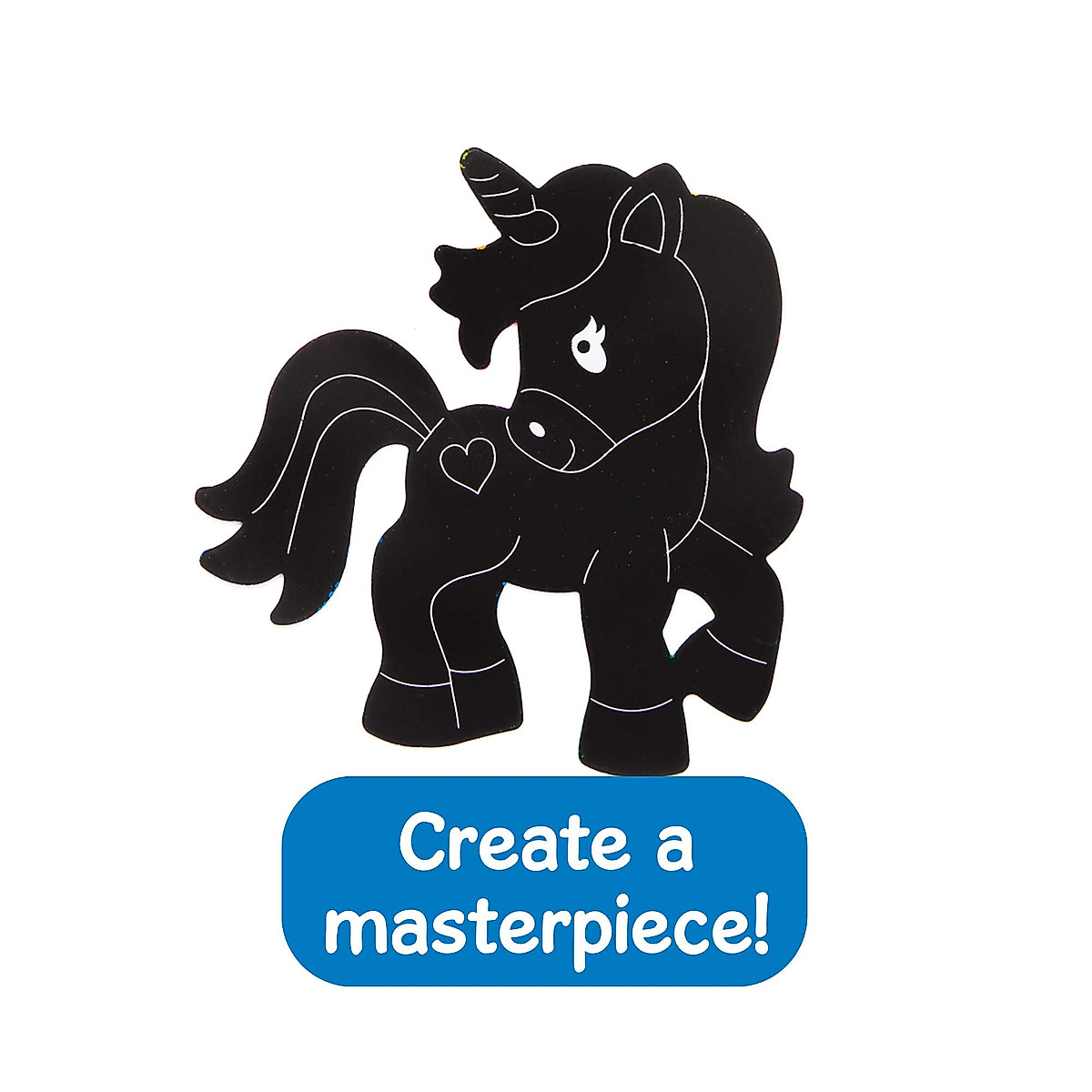 Baker Ross AW625 Unicorn Scratch Art Fridge Magnets - Pack of 10, Rainbow Scratch Paper with Stylus for Kids to Decorate in Arts and Crafts Activities