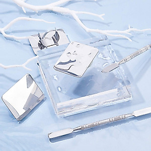 OLYCRAFT 6PCS Stainless Steel Makeup Palette Mini Ring Palette with Spatula Tool Makeup Palette Tools for Nail DIY Art Design Paint Color- 1.7 x 1.3 Inch