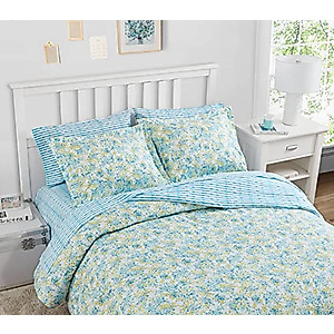 Poppy & Fritz - King Duvet Cover Set, Soft Reversible Bedding with Matching Shams & Zipper Closure, All Season Home Decor (Happy Floral Blue, King)