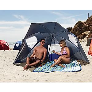 Sport-Brella Super-Brella SPF 50+ Sun and Rain Canopy Umbrella for Camping, Beach and Sports Events (8-Foot, Blue)