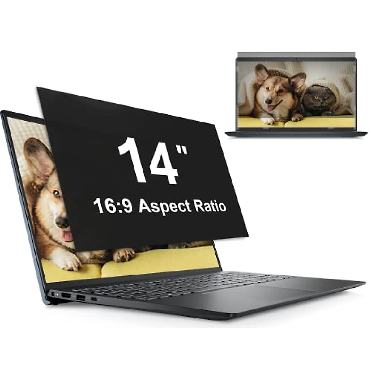 Mamol Laptop Privacy Screen 14 Inch Compatible with Lenovo/HP Envy/Dell/Acer/Asus/Thinkpad, 16:9 Aspect Removable Anti Glare Blue Light Privacy Screen Filter, Computer Monitor Security Shield 14 In