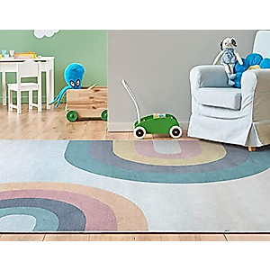Well Woven Kids Rugs Kaleidoscope Rainbow 5' x 7' Multi Pastel Modern Printed Machine Washable Area Rug