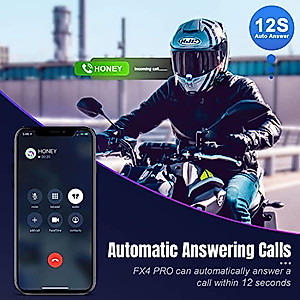 FODSPORTS Motorcycle Bluetooth Headset FX4 Pro 1200m Helmet Intercom,4 Riders Motorcycle Bluetooth Intercom,Universal Bluetooth Helmet Headset Communication System FM/Hard &Soft Mic/Waterproof/3Pack