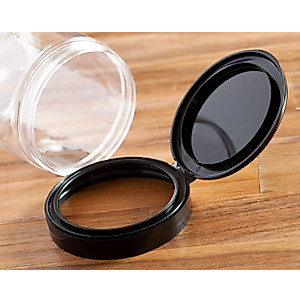 JUVITUS Clear Large 16 oz PET Plastic (BPA Free) Refillable Jar with Black Flip Top Cap - (6 pack)