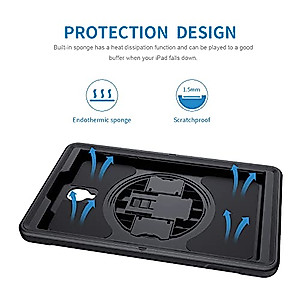 Bkinew Tablet Case for Samsung Galaxy Tab A 10.5-inch 2018 SM-T590/SM-T595/SM-T597 with Screen Protector 360 Rotating Kickstand and Hand/Shoulder Strap Rugged Protective Cover, Black