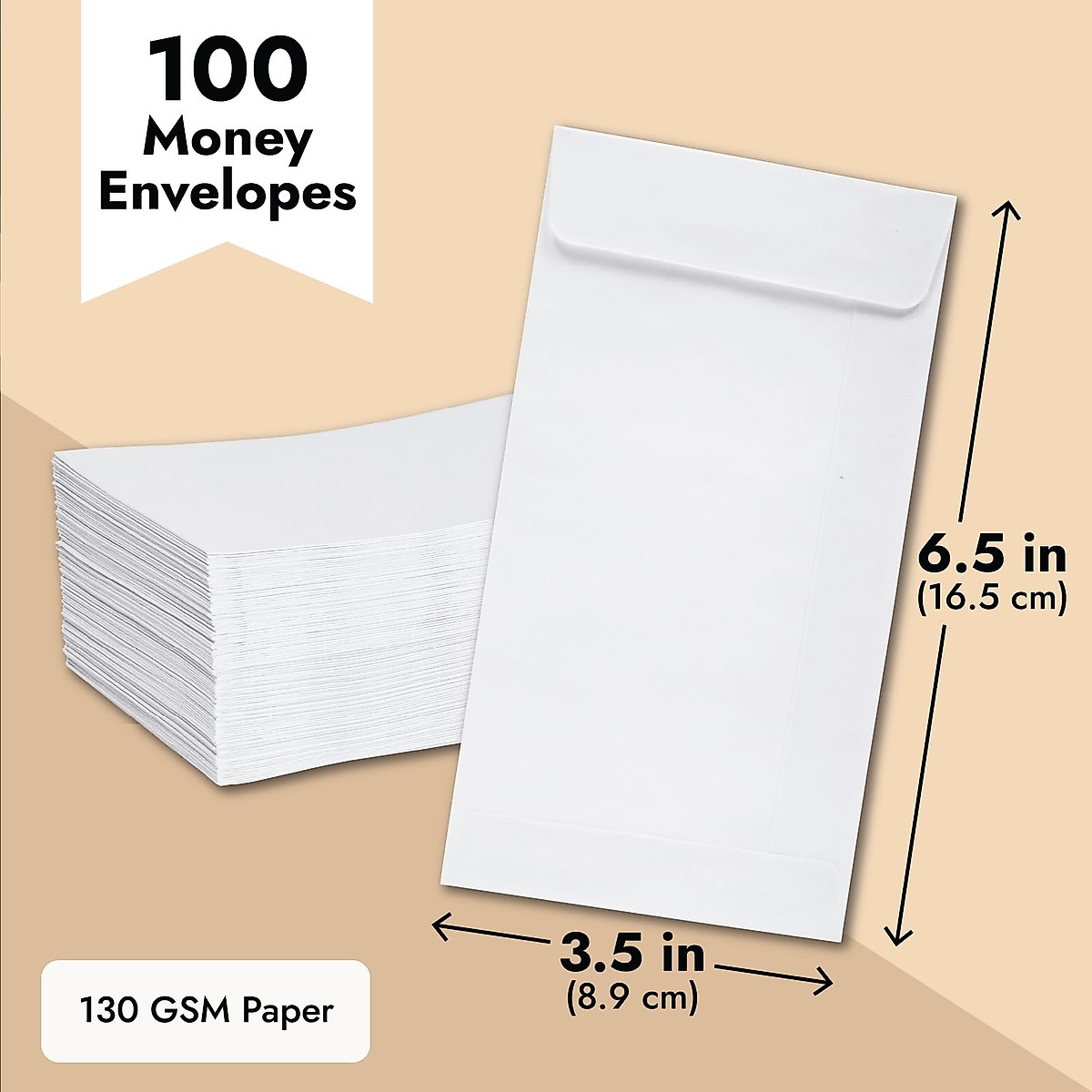 100 Pack Small Money Envelopes for Cash, Coins, Banks, Currency, and Budgeting (White, 3.5 x 6.5 In)
