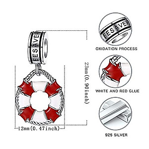 Bolenvi Lifesaver Lifeguard Life Guard Pool Beach 925 Sterling Silver Charm Bead for Pandora & Similar Charm Bracelets or Necklaces