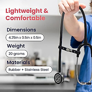 ScopePal Clip for Stethoscopes, Stethoscope Clip for Doctors, Nurses, Medical Students, Stethoscope Accessory Compatible with 3M Littmann Classic III, Lightweight II S.E, and More, Black