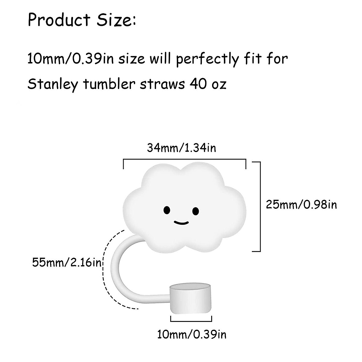 10mm Straw Cover, 6pcs Straw Covers Cap for Stanley Cup 40 oz 30 oz Food Grade Silicone Cute Large Cloud Flower Straw Topper Tips Cover Protector Plugs for Stanley Tumblers for Stanley Cup Accessories