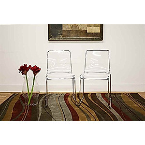 Baxton Studio Lino Transparent Clear Acrylic Dining Chair, Set of 2, Clear