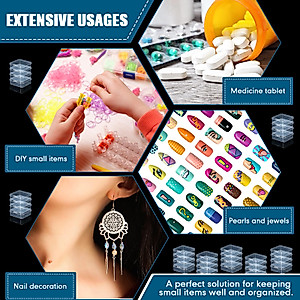 Menkxi 100 Pieces 3 x 3 x 1 Inch Plastic Bead Storage Containers Box Transparent Boxes with Hinged Lid Clear Bead Organizer Box for Small Items DIY Craft Jewelry Hardware Business Cards Game Pieces