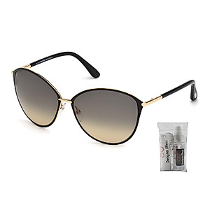 Tom Ford FT0320 Penelope 28B Rose Gold/Plastic Lens Smoke Gradient Round Sunglasses for Women + BUNDLE with Designer iWear Eyewear Kit