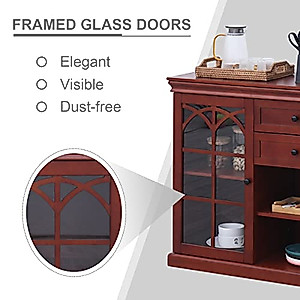 Erinnyees Storage Console Cabinet, Modern Kitchen Storage Sideboard with 2 Drawers and 2 Cabinets, Buffet Server Cabinet for Living Room, Entryway, Hallway, Brown…