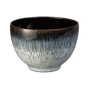 Denby - Halo Deep Noodle Bowls Set of 2 - Reactive Glaze Dishwasher Microwave Safe Crockery 900ml - Black, Grey Ceramic Stoneware Tableware - Chip & Crack Resistant Soup Bowls