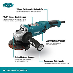 Makita GA5020 5" SJS Angle Grinder, with AC/DC Switch, Blue