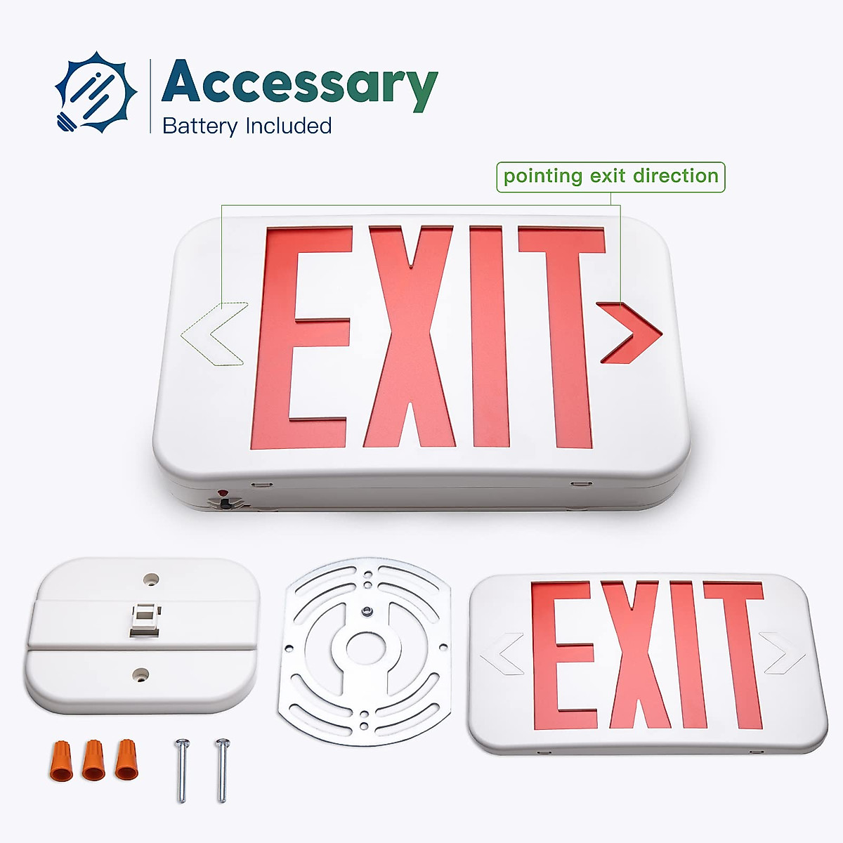 FREELICHT 6 Pack Red Double-Sided LED Exit Sign with Battery Backup,Exit Sign for Business,Easy to Install,UL Certified,AC 120/277V