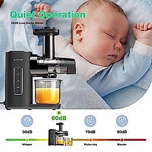 BLITZHOME Cold Press Juicer machines, 2-Speed Modes Slow Masticating Juicer for Vegetable and Fruit, with Quiet Motor/Reverse Function/Wide 1.73" Feed Chute, Easy to Clean
