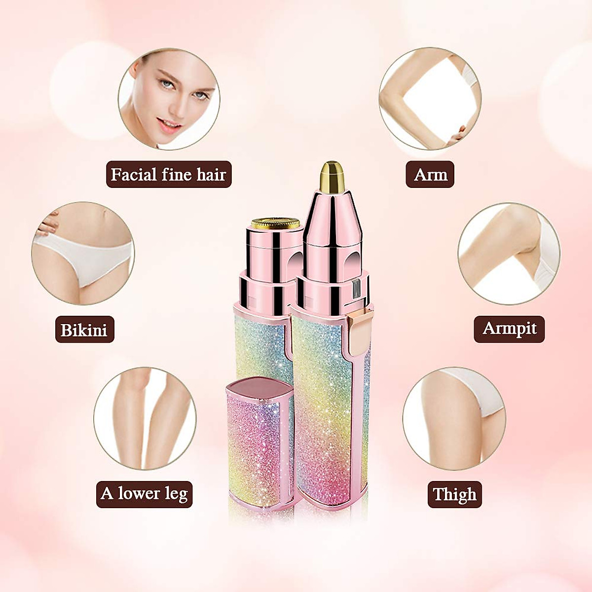 Women's Hair Removal Eyebrow Trimmer 2 in 1 Eyebrow Lips Body Facial Hair Removal Colorful