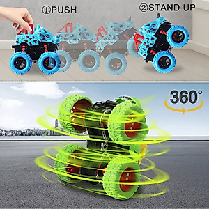 aovowog Monster Truck for Boys, 4 Pack Pull Back Cars, Friction Powered Cars for Kids, Dinosaur Truck Toys for 3 4 5 6 Year Old Boys - Christmas Birthday Party Gift for Kids