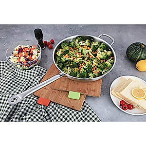 AmazonCommercial 12" Stainless Steel Aluminum-Clad Fry Pan with Helper Handle