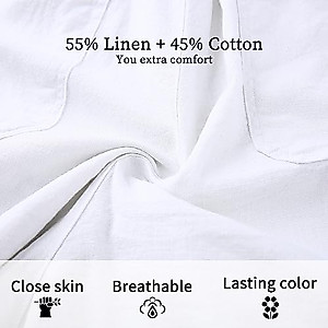 MCEDAR Linen Blend Shorts for Women Drawstring Elastic Waist Plus Size Beach Pants with Pockets White-AS