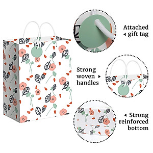 Cute Assorted Birthday Gift Bags - Set of 4 - 10" Medium Size Gift Bags With Handles & Name Tags - Floral, Striped, and Confetti Everyday Gift Bags - Pink & Green Gift Bags For Women. Perfect for Easter, Mothers Day, Birthdays, Baby Showers, Bridal Shower