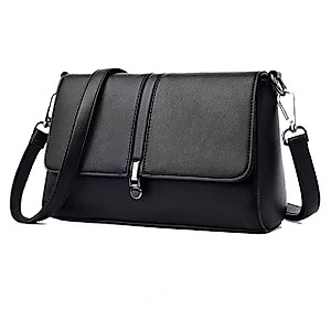 Small Shoulder Bag with 2 Removable Straps Leather Crossbody Clutch Purse Tote Handbag for Women Brown