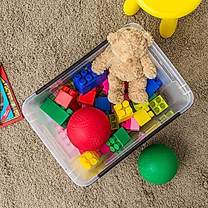 IRIS USA 50.72qt Clear View Wing-lid Plastic Storage Organizing Container Bin, Clear/Black