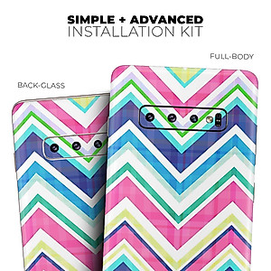 DesignSkinz Vibrant Pink & Blue Layered Chevron Pattern Protective Vinyl Decal Wrap Skin Cover Compatible with The Samsung Galaxy S20 (Screen Trim & Back Glass Skin)