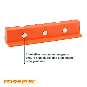 POWERTEC 71107 6" Magnetic Vise Jaw Pads, Soft Vise Jaws for Bench Vise, Milling Vise and Drill Press Vise, Woodworking Vise Tools for Workbench, Clamp Round or Flat Items, Set of 2