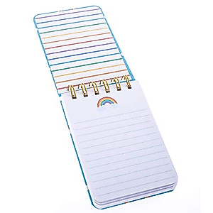 Graphique Rainbows Petite Journal - Pocket Journal with 200 Custom Interior Pages, Stylish Blue Cover with Rainbows and Polka Dots and Spiral Bound Top, 3.5" x 5.5"
