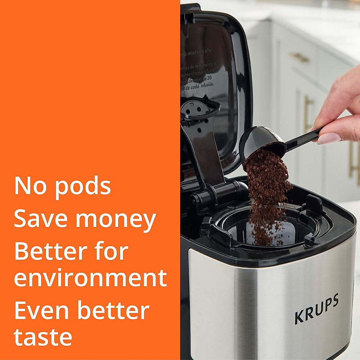 Krups Simply Brew Stainless Steel Single Serve Drip Coffee Maker and Travel Tumbler 14 Ounce Stainless Steel Tumbler Included 650 Watts Coffee Filter, Compact Silver and Black