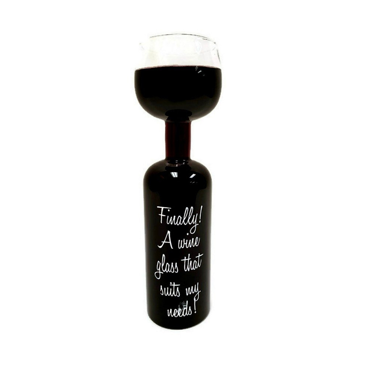 Zhouchou It's Wine O'Clock - Wine Bottle Shaped Glass Novelty Gift - Fits a Whole 750ml Bottle of Wine!!!! (1)