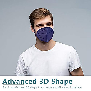 ChiSip KN95 Face Mask 20Pcs, 5 Layer Design Cup Dust Safety Masks, Breathable Protection Masks Against PM2.5 Dust Bulk for Adult, Men, Women, Indoor, Outdoor Use, Colorful