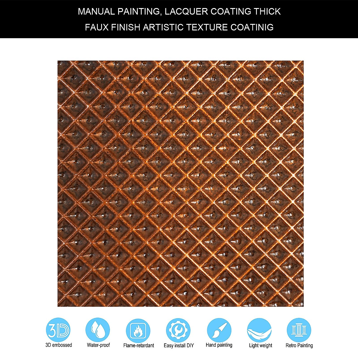 Tin-Look Ceiling Tiles Farmhouse Tin Ceiling Tiles for Cafe Club Salon Hotel Store Bar 2'x2' PL20 Archaic Copper 10pcs