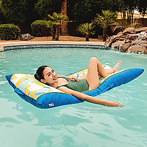 Big Joe Kona No Inflation Needed Pool Lounger with Headrest, Paintbrush Yellow Double Sided Mesh, 5.5ft Big