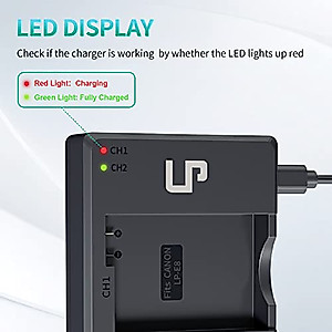 LP-E8 Battery Charger Pack, LP 2-Pack Battery & Dual Slot Charger, Compatible with Canon EOS Rebel T2i, T3i, T4i, T5i, 550D, 600D, 650D, 700D, Kiss X4, X5, X6i, X7i Cameras &More(Not for T2 T3 T4 T5)