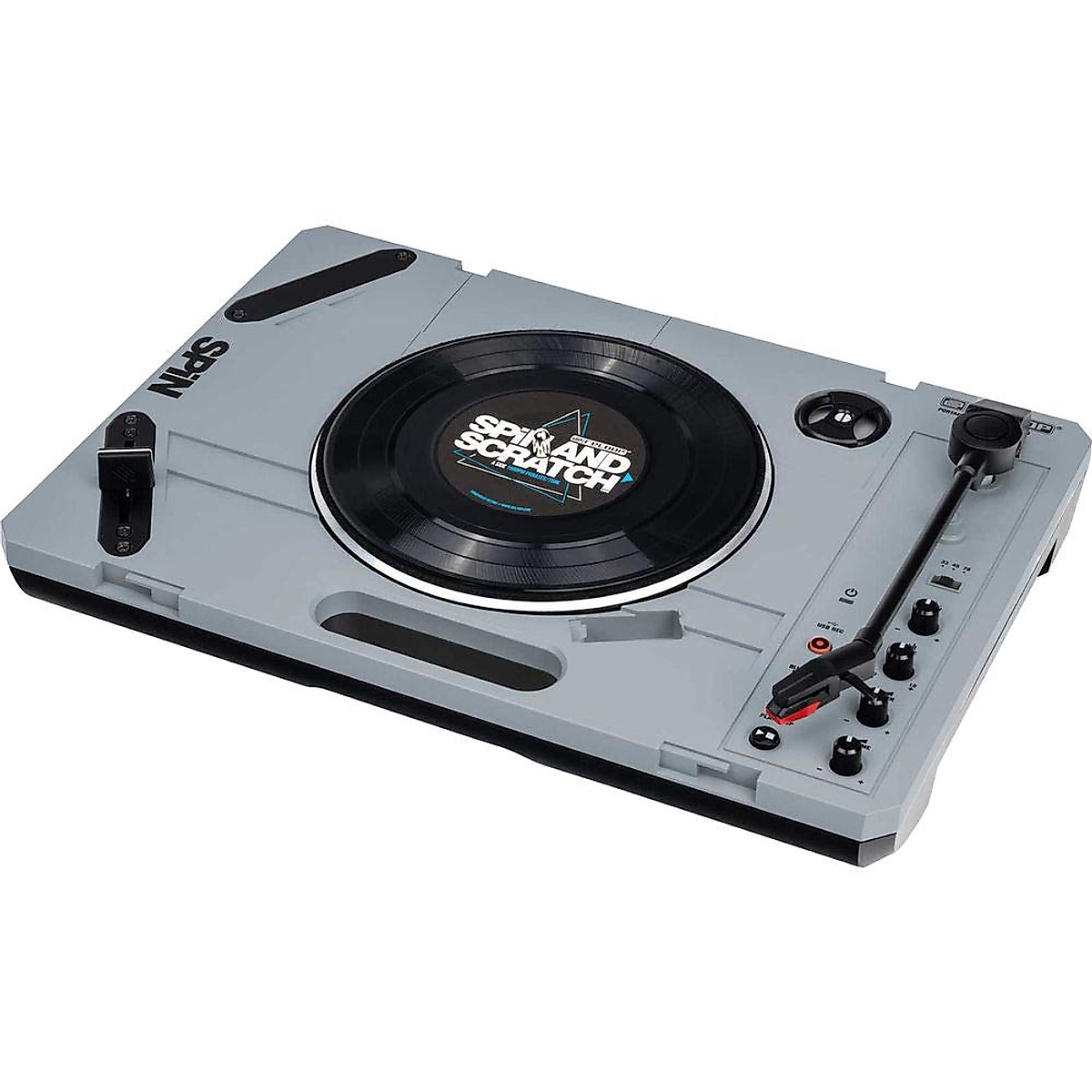 Reloop Spin Portable Turntable System with Scratch Vinyl with Polsen HPC-A30 Studio Headphones & Male Audio Cable (6') Bundle