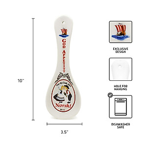 Decorative Ceramic Kitchen Spoon Rest by E.H.G | Norwegian "God Appetitt"