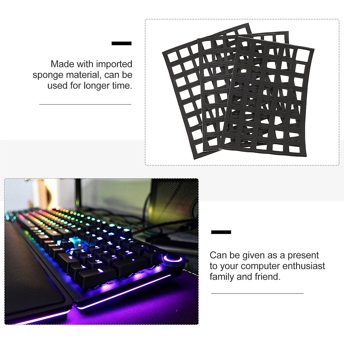 SOLUSTRE 1 Set Keyboard Keyboard Pad Korean Sponge Sponge Positioning Plate Accessories Mechanical Keyboard Damper Sticker Keyboard Sound Reducers Keyboard pad