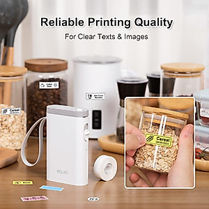Nelko Label Maker Machine with Tape, P21 Portable Bluetooth Label Printer, Wireless Built-in Cutter Sticker Maker Mini Label Makers with Multiple Templates for Organizing Storage Office, Light Yellow