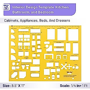 Mr. Pen- House Plan, 3 Pack, Orange, Interior Design and Furniture Templates, Drafting Tools and Ruler Shapes for Architecture, Drafting Tools, Architecture Supplies, Drafting Templates