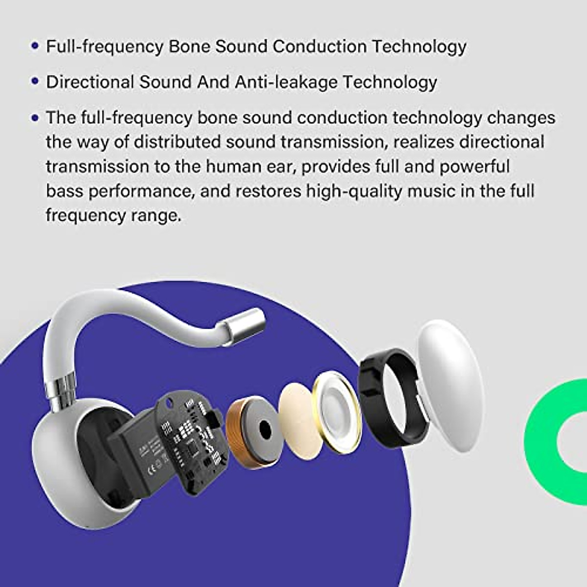 Ikko Breezy ITG01 Wireless Bone Conduction Headphones, Open Ear Sports Bluetooth 5.3 Earphones Built-in Mic,IPX6 Waterproof Headset for Workouts,Cycling,Running, Walking,White