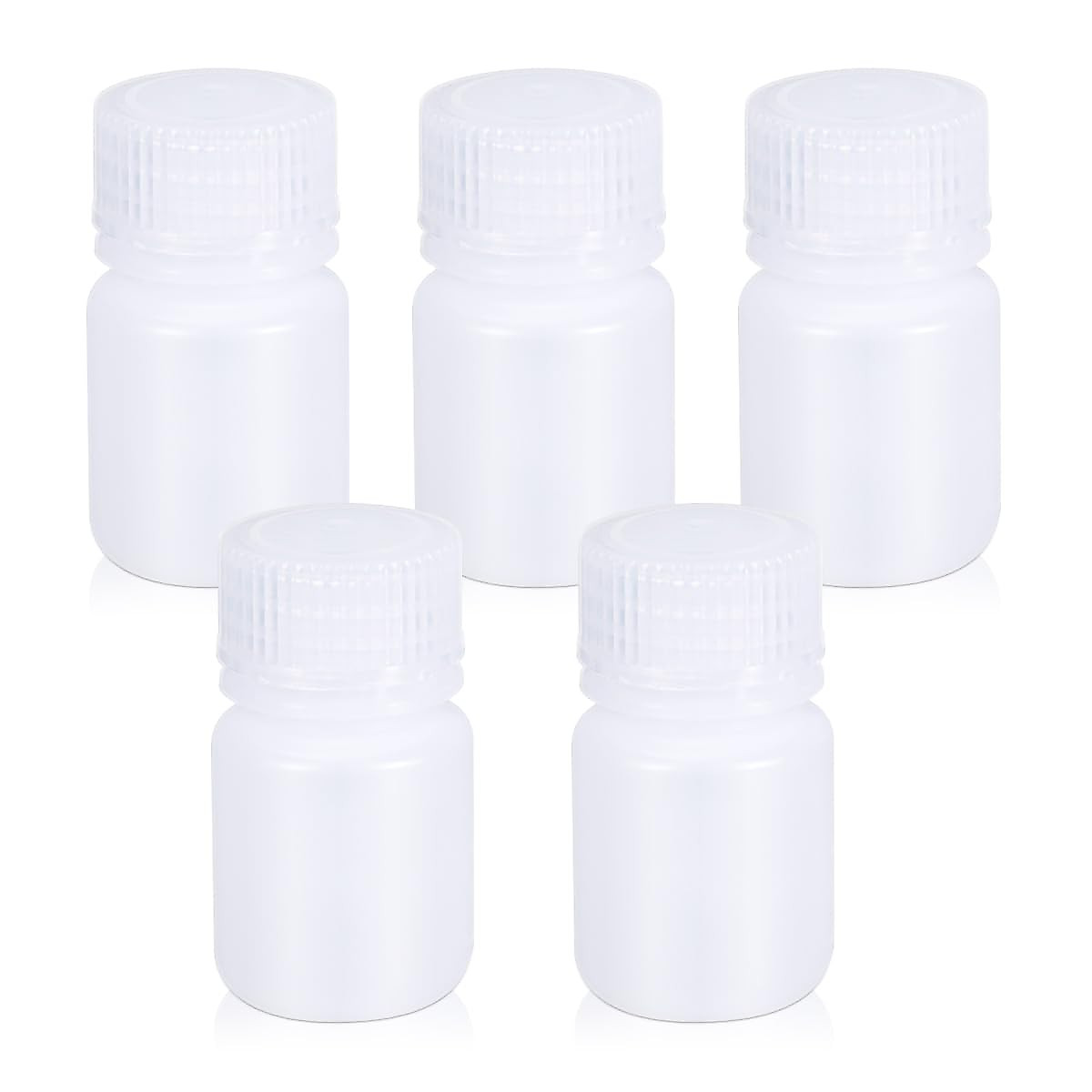 UMETASS 1 oz Wide Mouth Lab Reagent Bottle, Laboratory Grade Chemical Container, Sealed Leak-proof Translucent HDPE Bottle, Pill Bottle, Water Sample Bottle(5 Pcs)