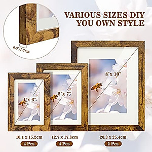 EOMEOH Picture Frames Set of 10, Wood Picture Frame with Mat and HD Glass Including 4×6 5×7 8×10 Inch Photo Frames for Wall or Tabletop (Brown)