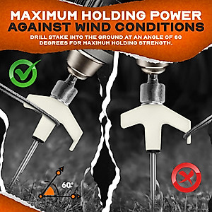 15 Pack 8" Heavy Duty Threaded Tent Stakes - Drill in Style Ground Anchor Screw in Pegs - Replace Bulky Canopy Weights - Comes with Hex Head Driver and Convenient Storage Bag Included