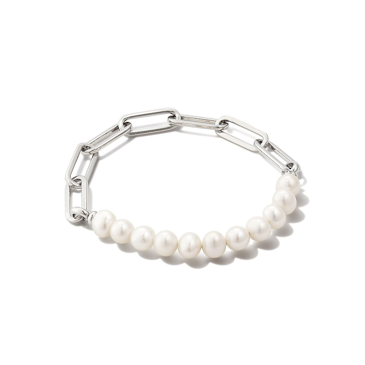 Kendra Scott Ashton Half Chain Bracelet Silver White Pearl One Size