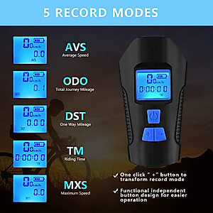 VIGIND Bike Light Set with Bicycle Speedometer, USB Rechargeable Bike Computer with Loud Bike Bell, Waterproof Bike Front Light and Tail Light, Bicycle Headlight Taillight for All Mountain & Road Bike