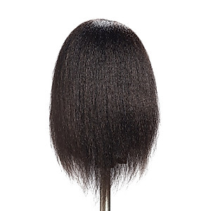 Hairginkgo Mannequin Head - 100% Real Hair Manikin for Hairdresser Training and Styling Practice - With Clamp Stand (1711B0216)