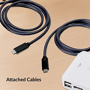 IOGEAR KVM Switch 2-Port 4K USB-C KVM Switch 1 Monitors 2 Computers with DisplayPort Out 4096x2160 60Hz Plug-n-Play USB Hub Attached USB-C Cables - 6ft Wired Remote Windows, Mac, and Linux - GCS72CC